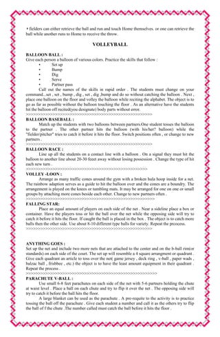 LEAD-UP GAMES for Different TEAM SPORTS | DOCX