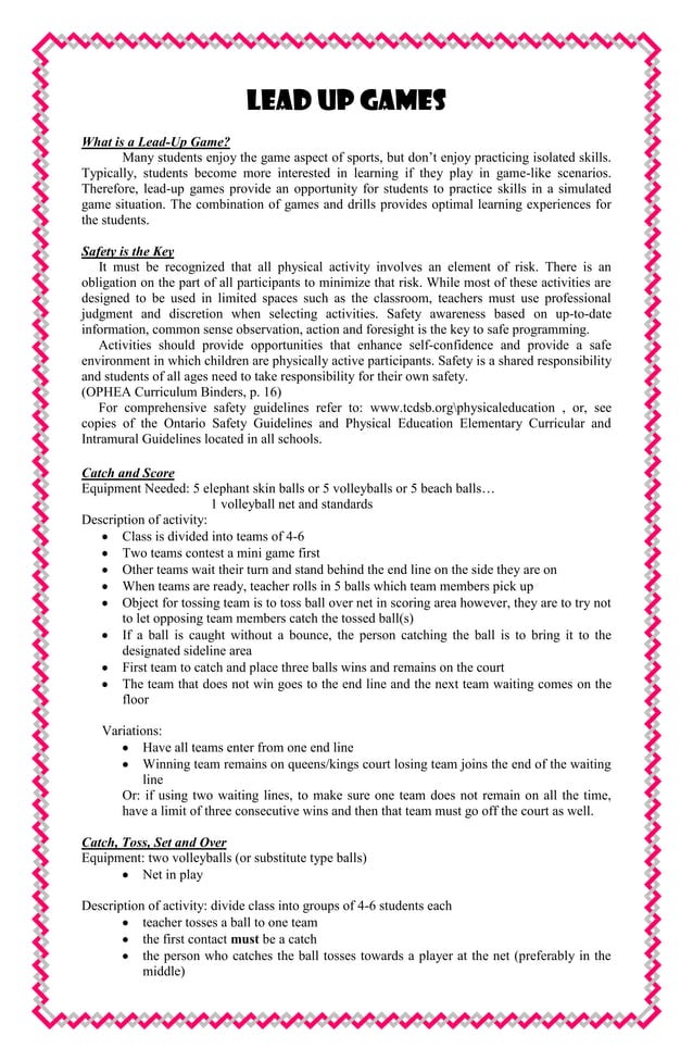 LEAD-UP GAMES for Different TEAM SPORTS | DOCX | Beach Volleyball | Sports