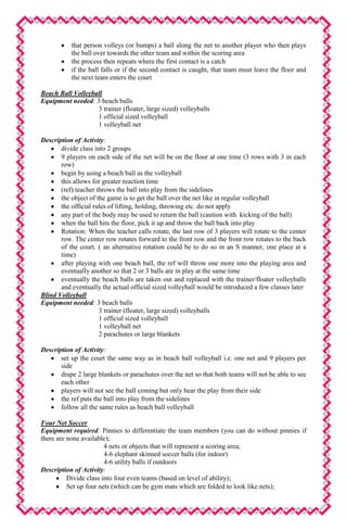 LEAD-UP GAMES for Different TEAM SPORTS | DOCX