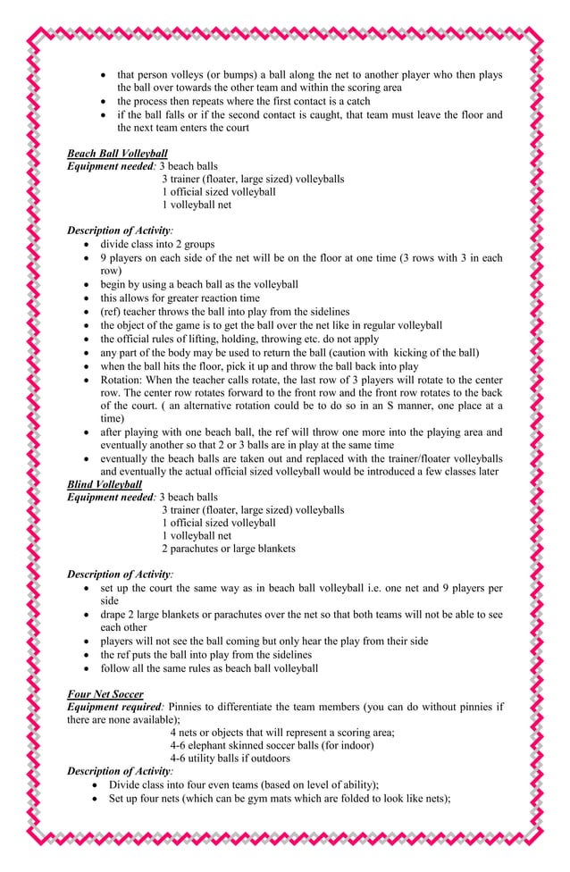 LEAD-UP GAMES for Different TEAM SPORTS | DOCX | Beach Volleyball | Sports