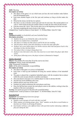 LEAD-UP GAMES for Different TEAM SPORTS | DOCX