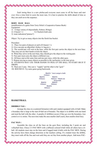 LEAD-UP GAMES for Different TEAM SPORTS | DOCX