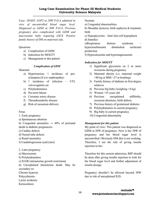 Long case examination for phase iii medical students usmkk | PDF ...