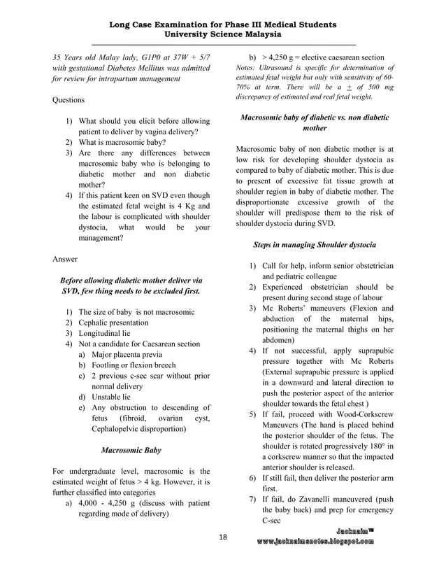 Long case examination for phase iii medical students usmkk | PDF ...