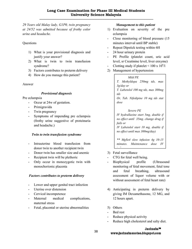 Long case examination for phase iii medical students usmkk | PDF ...