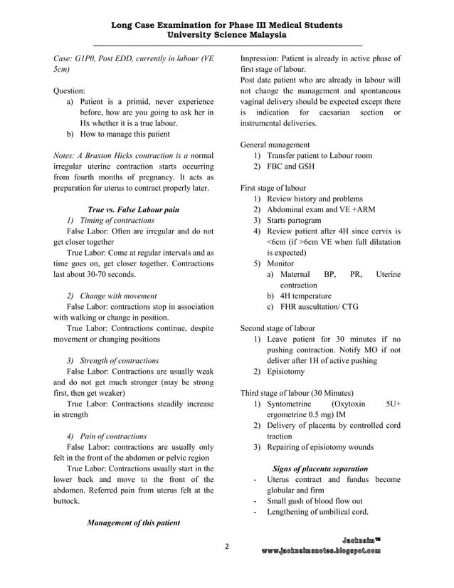 Long case examination for phase iii medical students usmkk | PDF ...