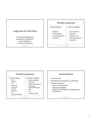 Long cases for final year MBBS medical student in Sri Lanka | PDF