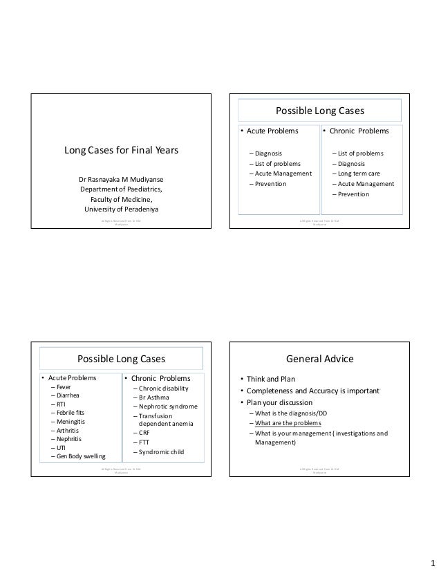 Long cases for final year MBBS medical student in Sri Lanka