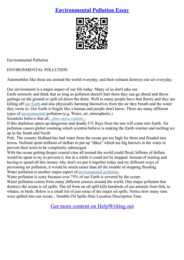 Long Essay On Environmental Pollution | PDF
