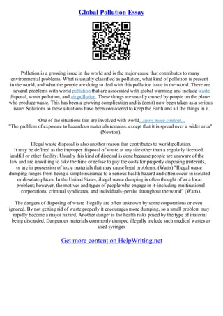 Long Essay On Environmental Pollution | PDF