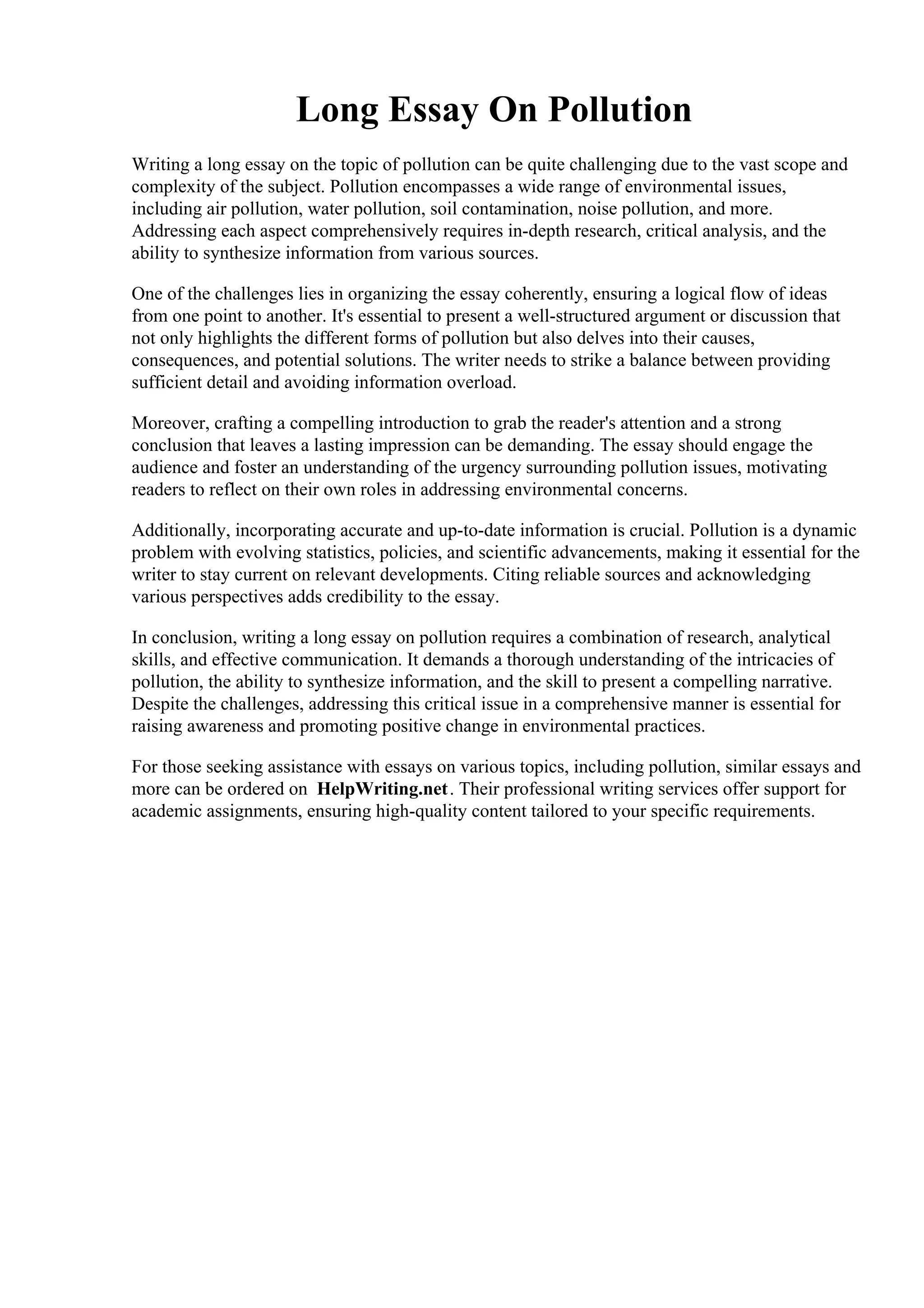 Long Essay On Pollution pdf Long Essay On Pollution pdf