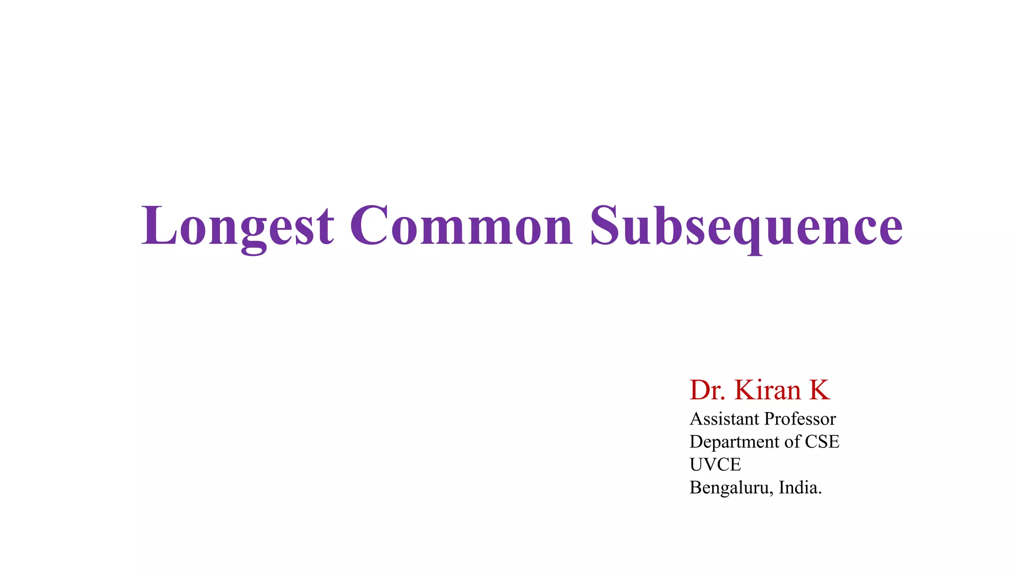 Longest common subsequence | PDF