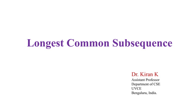 Longest common subsequence | PDF