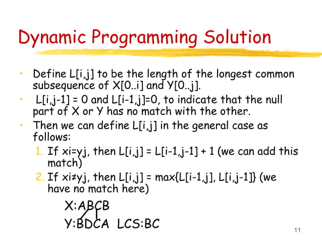 Longest Common Subsequencedynamic Programming Ppt Programming