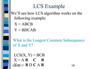 Longest common subsequences in Algorithm Analysis | PPT