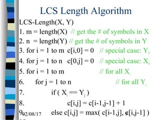 Longest common subsequences in Algorithm Analysis | PPT