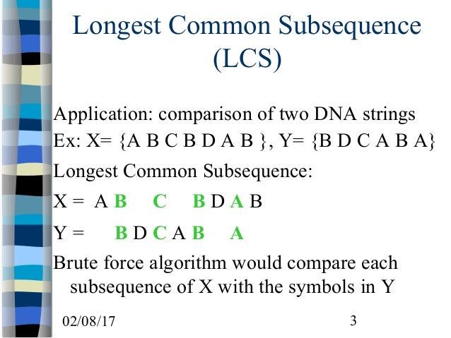 Longest common subsequences in Algorithm Analysis