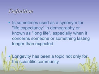 Longevity | PDF