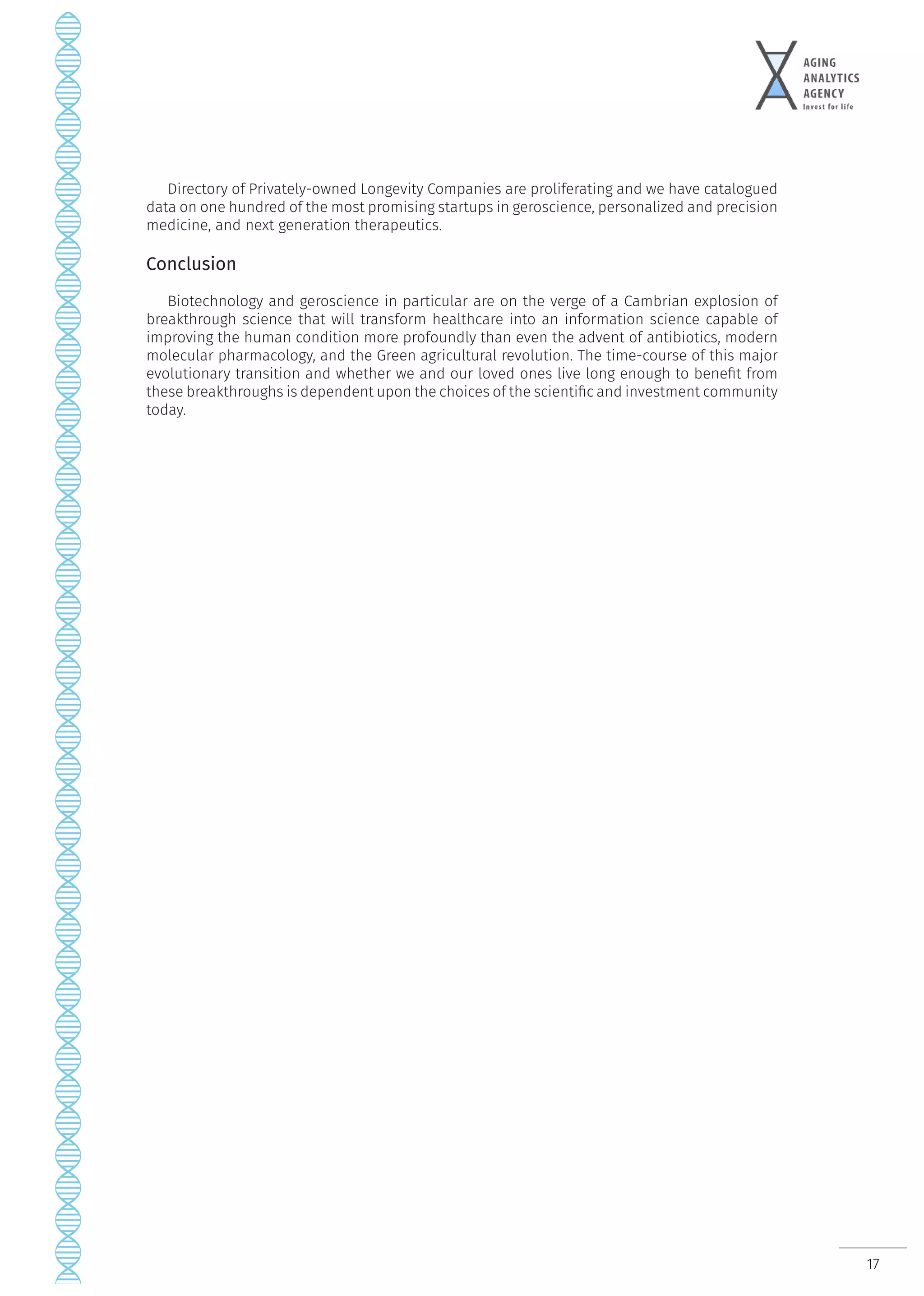 Longevity industry landscape overview volume 1 - executive summary | PDF