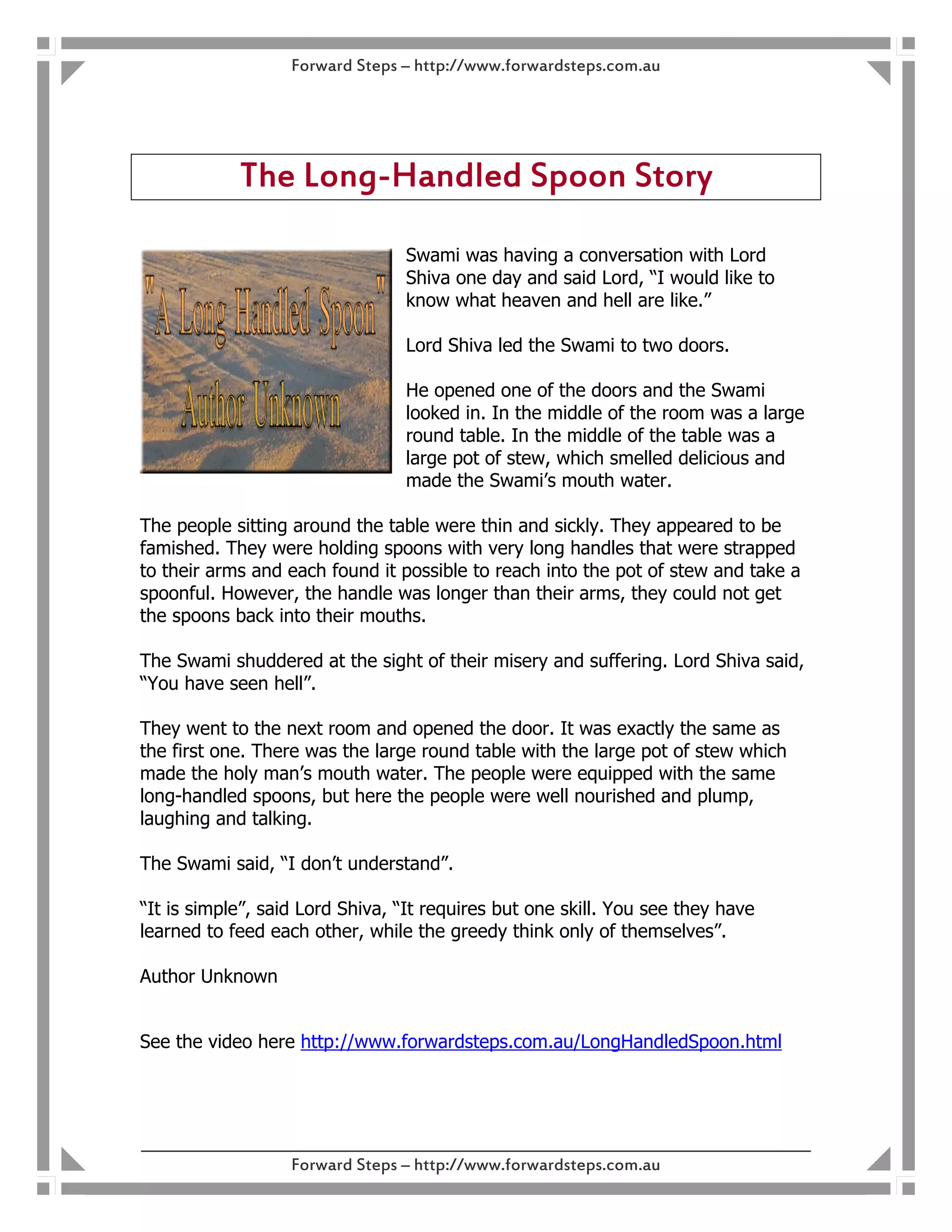 The Long-Handled Spoon Story | PDF