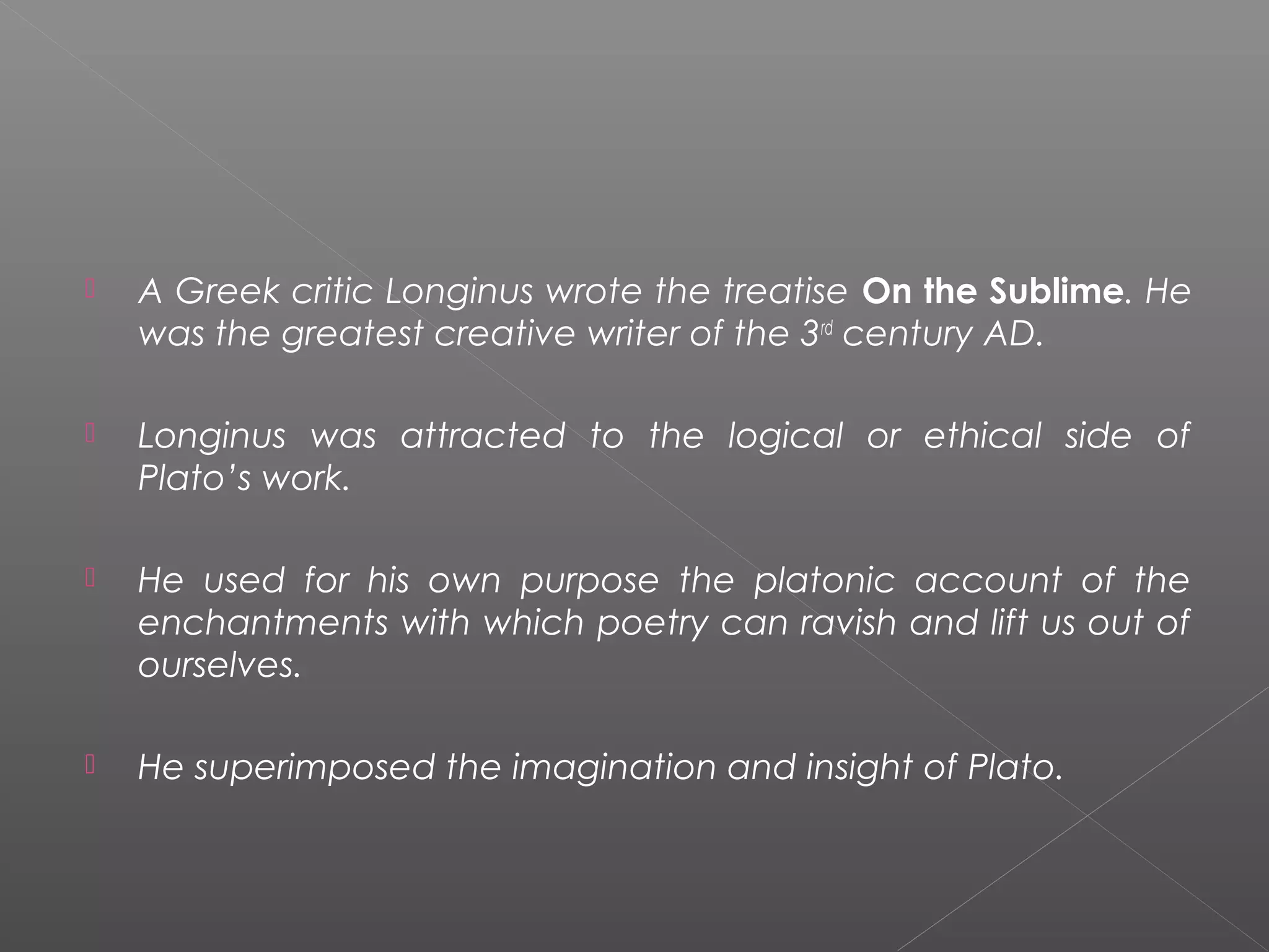 Longinus as a Critic | PPT