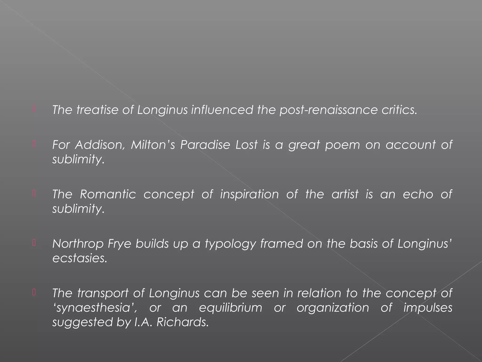Longinus as a Critic | PPT