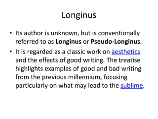 Longinus The sublime | PPTX
