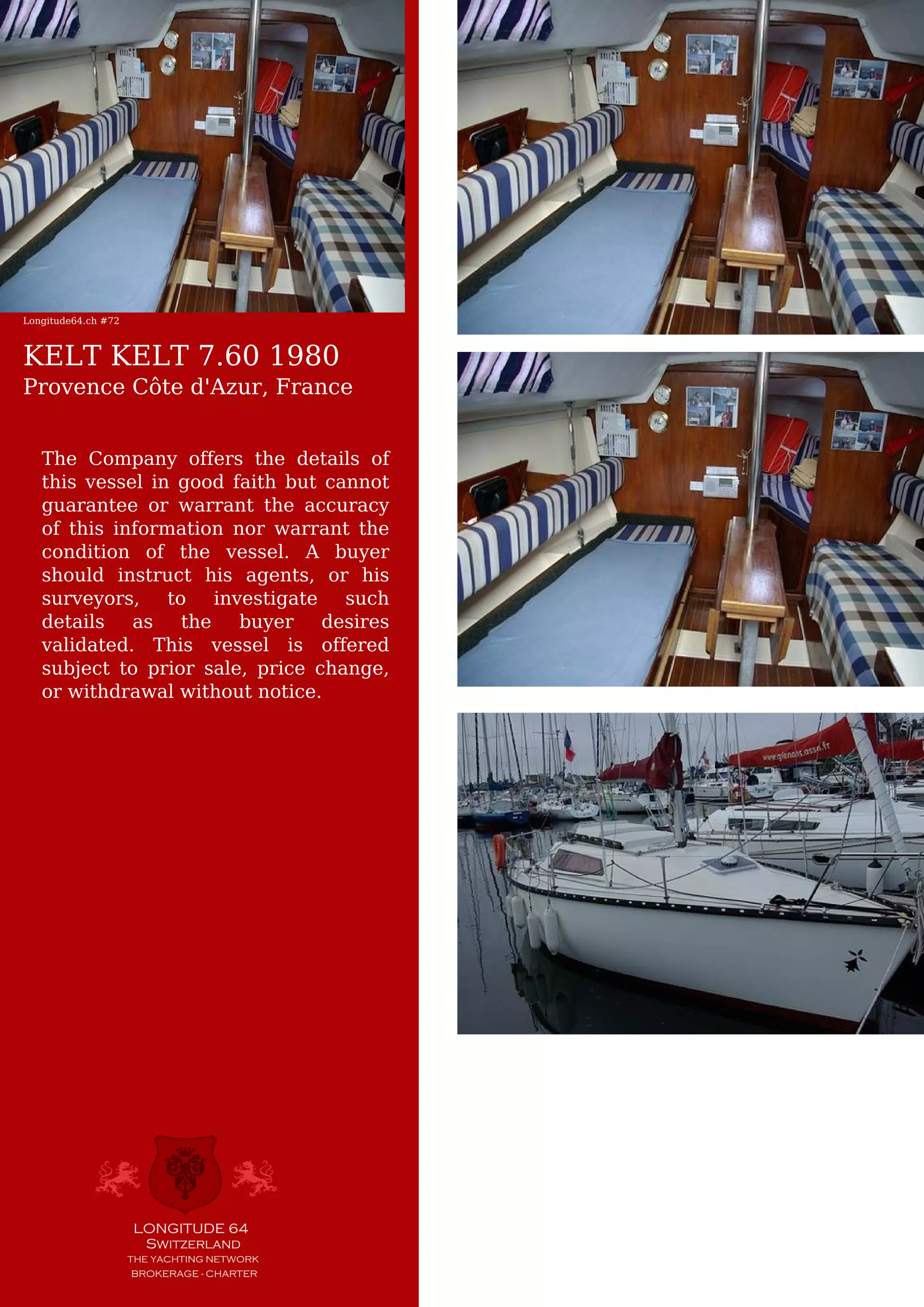 KELT KELT 7.60, 1980, 14.500 € For Sale Yacht Brochure. Presented By ...
