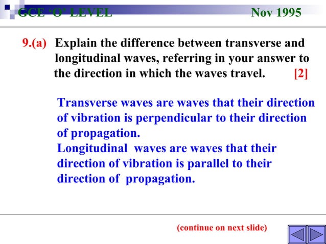Longitudinal and transverse waves | PPT | Physics | Science