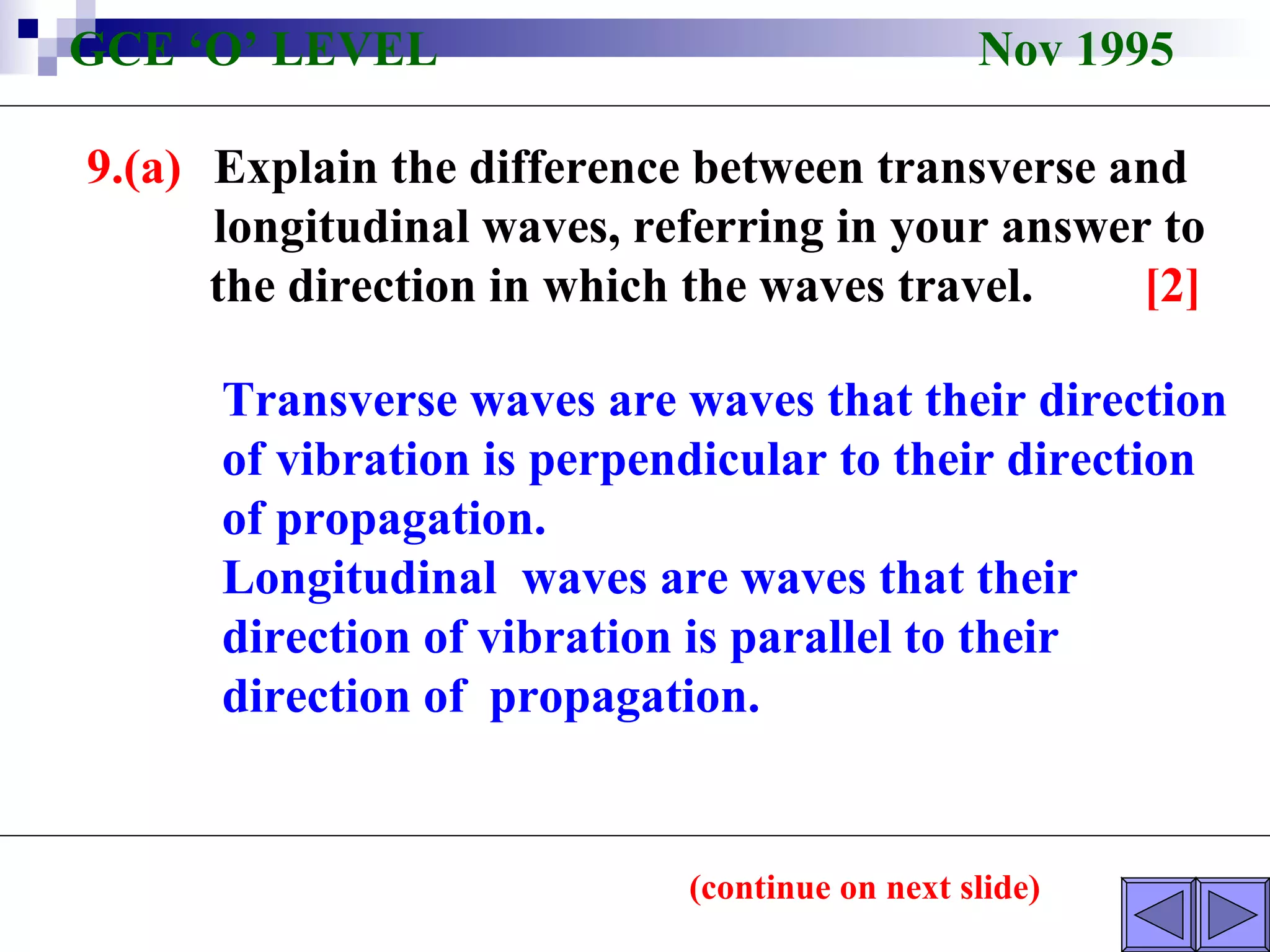 Longitudinal and transverse waves | PPT