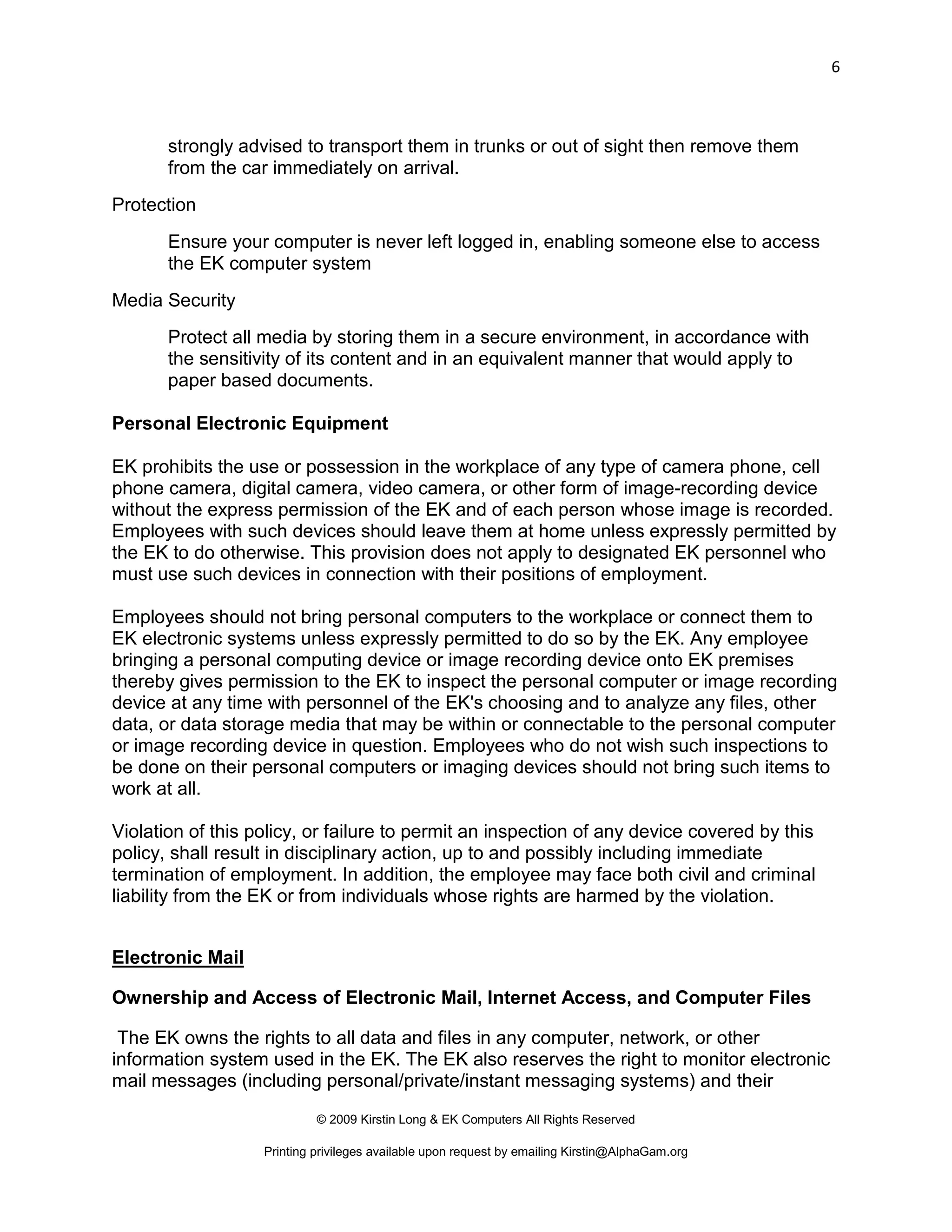 Computer Use Policy EK Computers | PDF