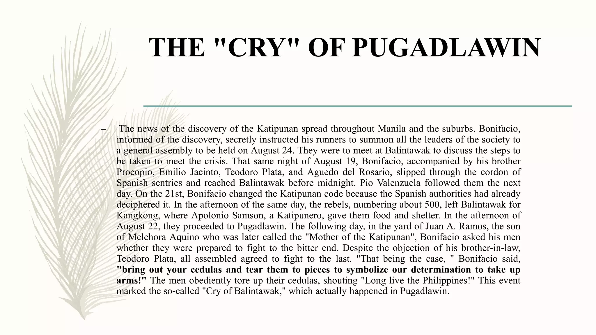 The Cry of Pugadlawin | PPTX