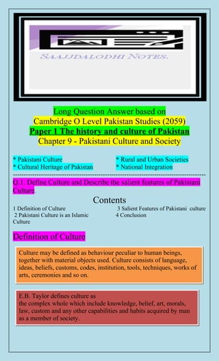 Long LONG Question Answer based on Cambridge O Level Pakistan Studies ...