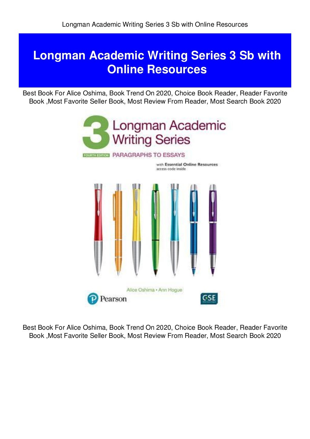 Longman Academic Writing Series 3 Sb with Online Resources