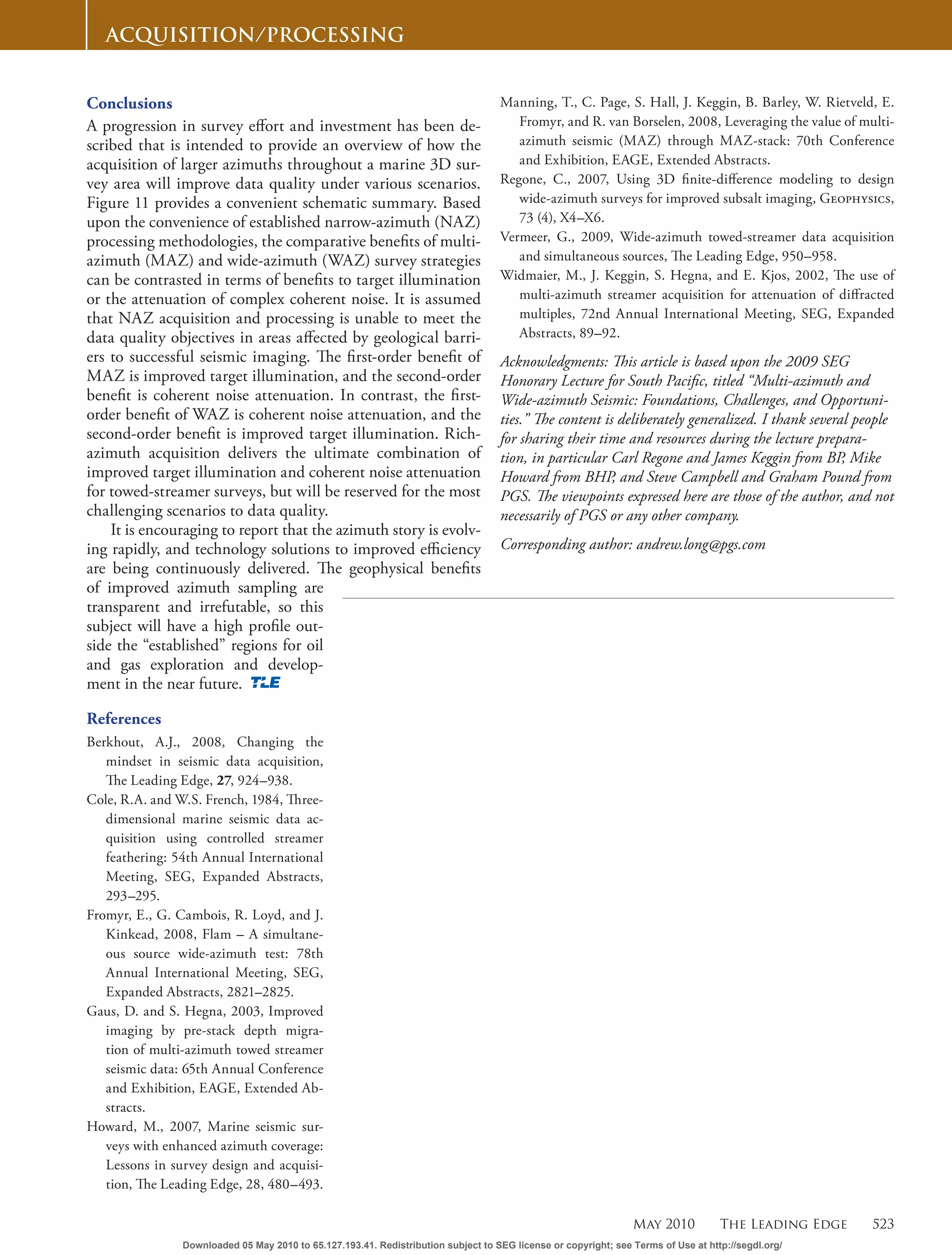 An overview of seismic azimuth for towed streamers | PDF