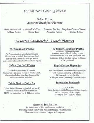 Lewis Catering Menu | PDF