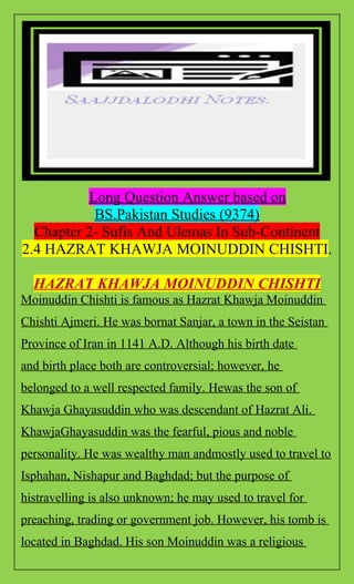 Long Question Answer basedchapter 2 topic 2.4 MOIN UD DIN CHISHTI ...
