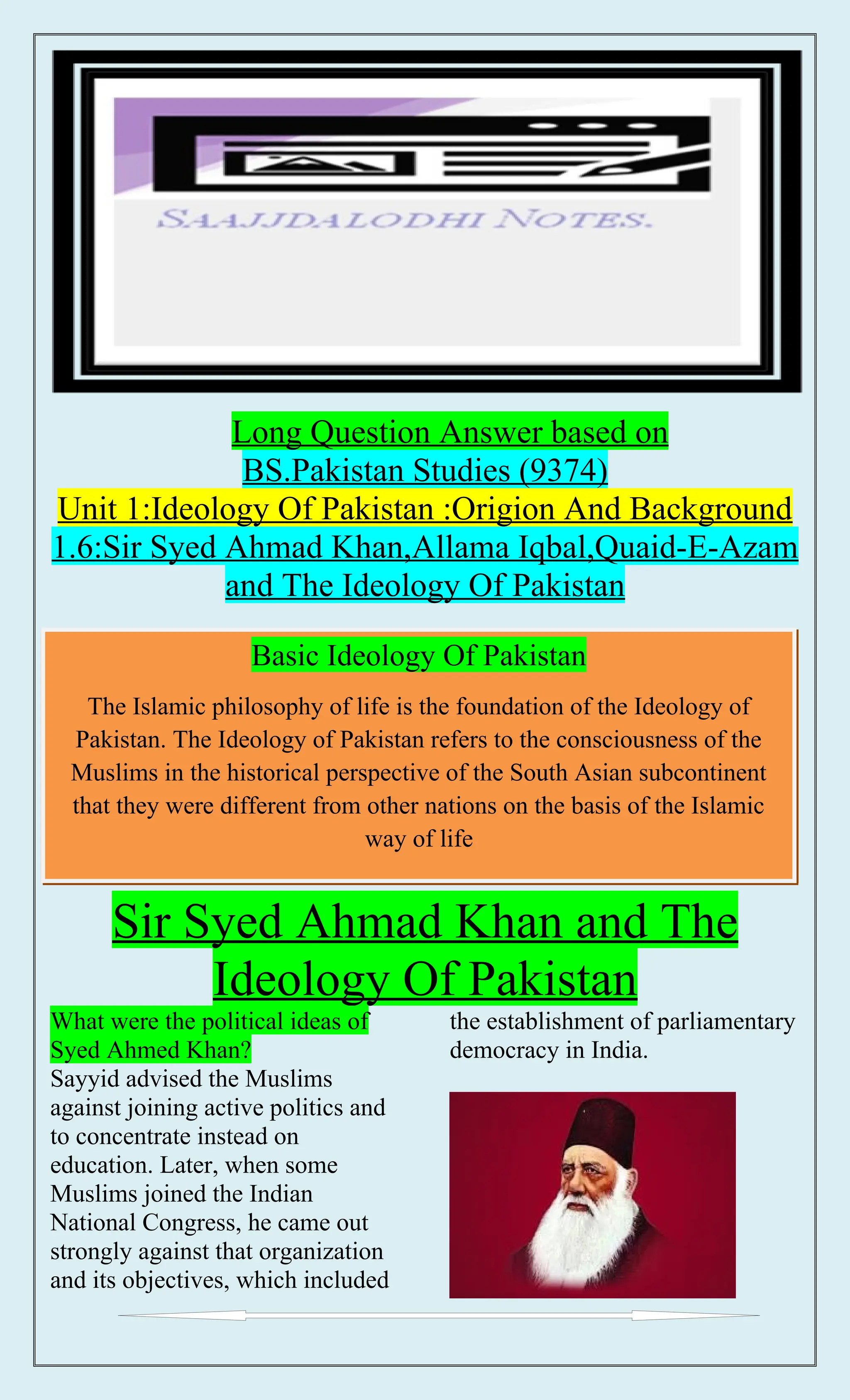 LONG QUESTION ANSWER BASED ON BS.PAKISTAN STUDIES 9374.UNIT 1PART 1.6.docx