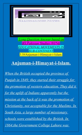 Long question answer based on BS Pak.Std Chapter 3 part 3.5 in Eng ...