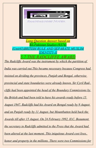 LONG QUESTION ANSWER BASED ON BS PAK STD CHAP 5 TOPIC 5.7 COMPLETED ...