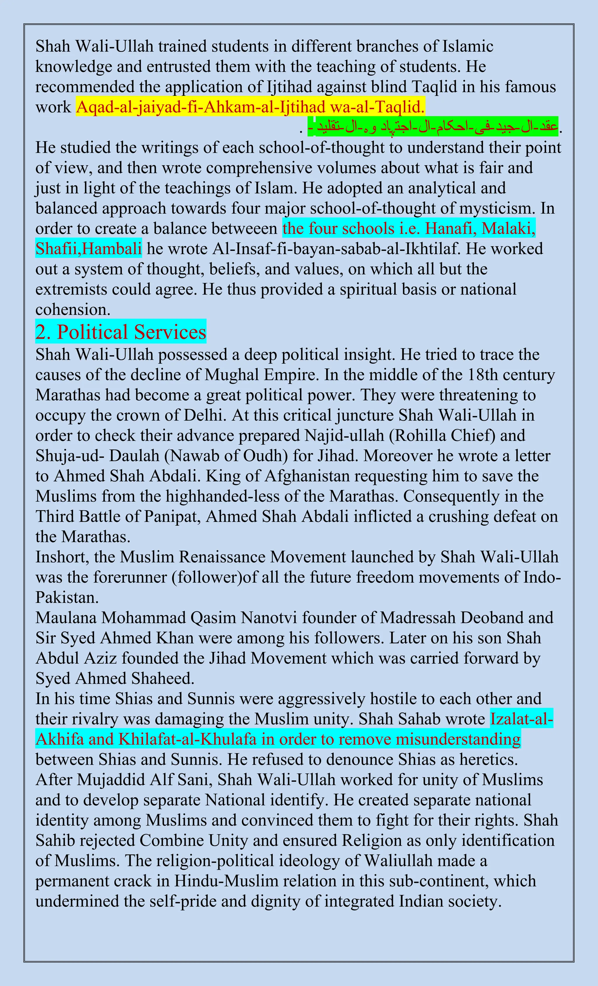 Long Question Answer Based Oncambridge O Level Pakistan Studies 2059