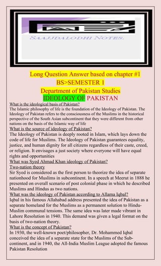 Long Question Answer based on chapter 1 BS PAK Studies.docx