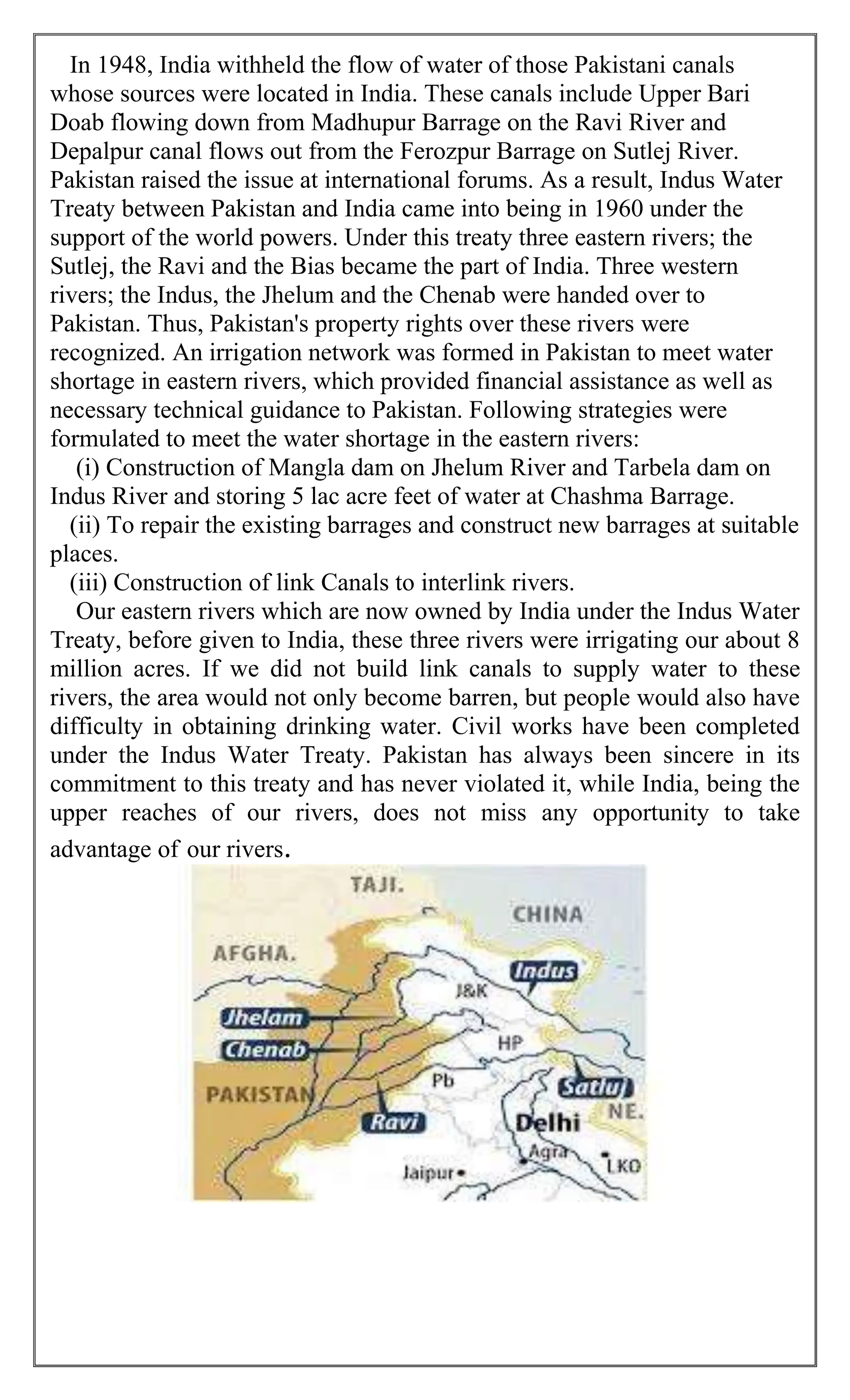 Long Question Answer based on chapter 7 Indus Water Treaty.docx