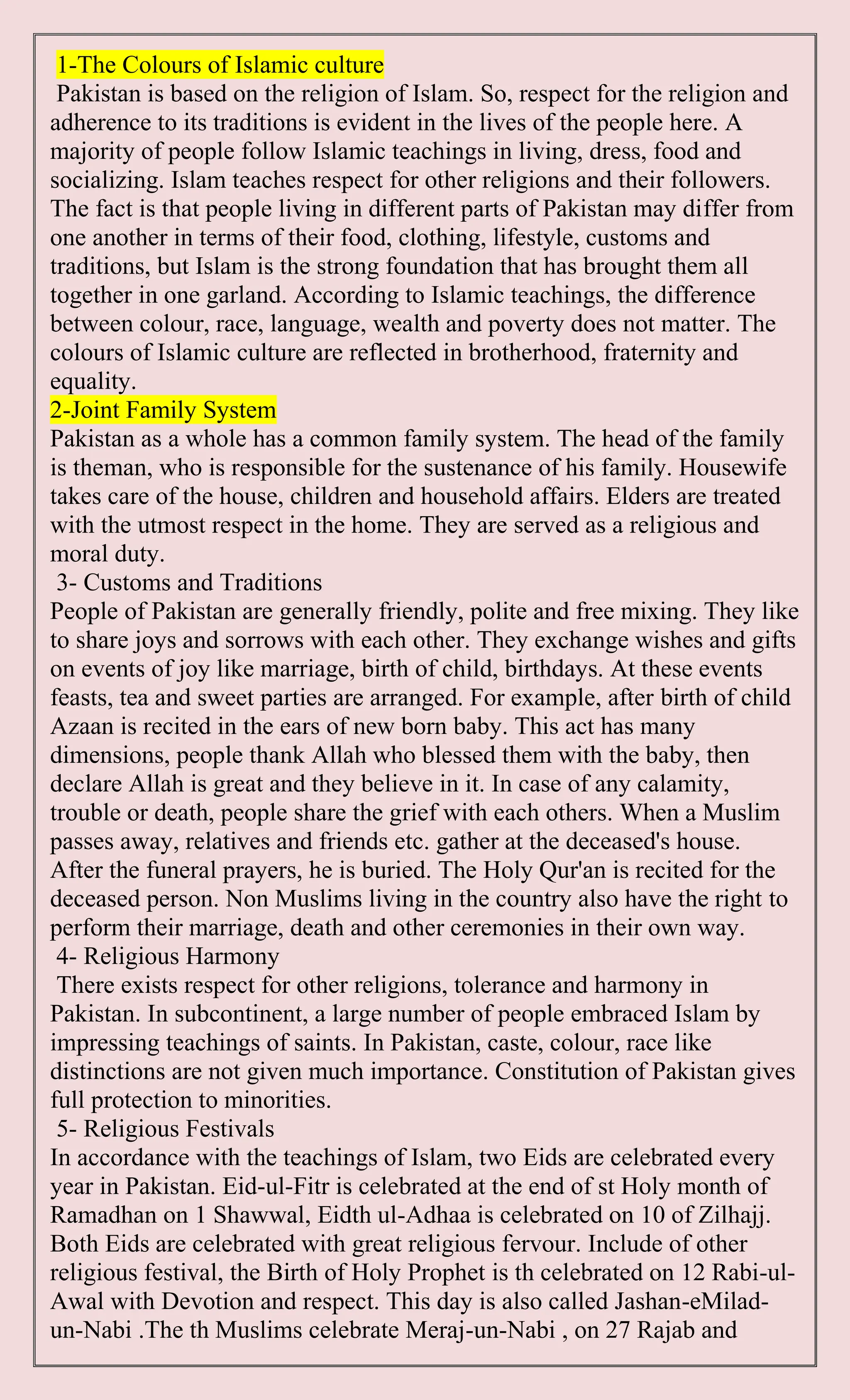 Long Question Answer based on chapter 8Salient Features of Pakistani ...