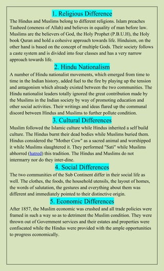 Long Question Answer based on Two Nation TheoryCambridge O Level ...