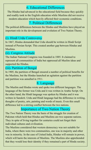 Long Question Answer based on Two Nation TheoryCambridge O Level ...