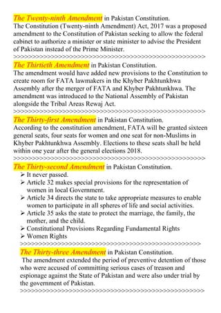 LONG Question answers regarding Amendments in 50 Years of Pakistan ...