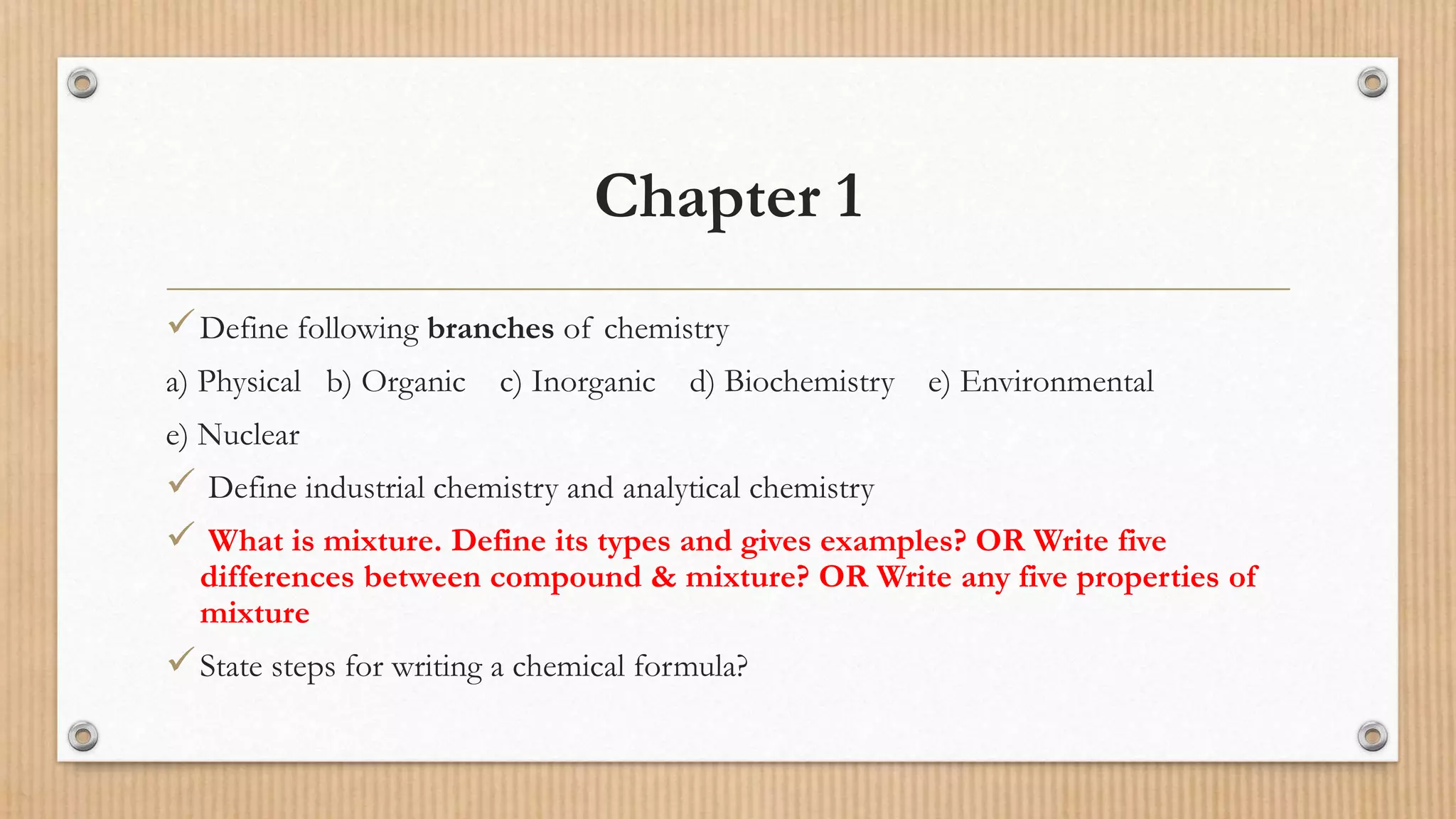9th Chemistry long questions | PPT
