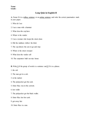 Long quiz in english | DOCX
