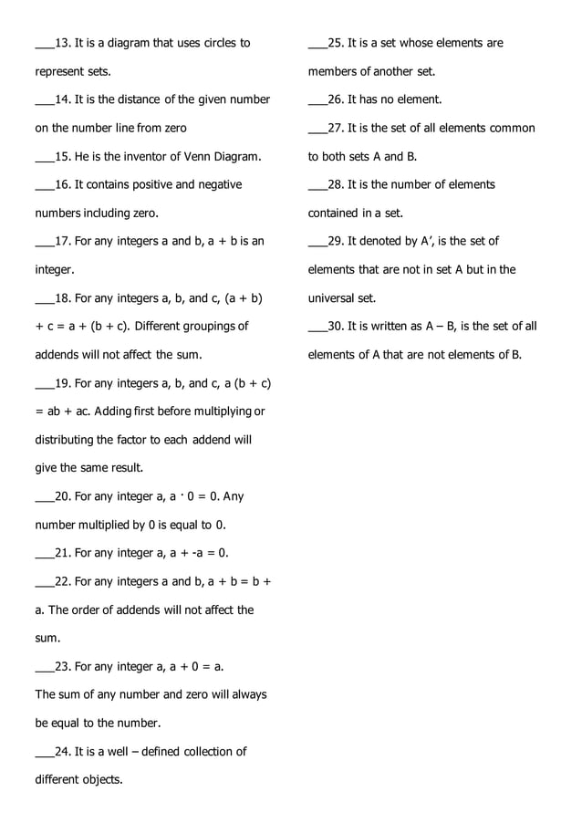 Long quiz in mathematics 7.first quarter | DOCX